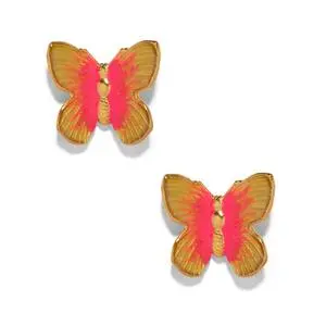 THE PINK REEF Small Glassine Butterfly Earrings Yellow