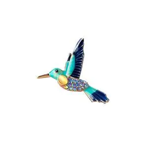 CHANEL JOAN ELKAYAM Hummingbird Crystal Enamelled Brooch - Blue