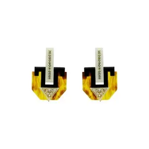 GISSA BICALHO Deco Azofi Acrylic Pendant Earrings - Green