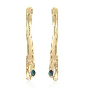 RARE MATTERS JEWELRY Natural Asymmetry Linear Earrings - Blue