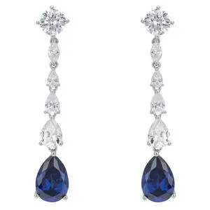 LATELITA Tanzanite And Simulated Diamond Drop Earrings In Sterling Silver - Silver/white/blue