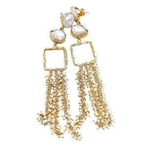 SIBYLLA DELPHICA Gold Plated Brass Earrings With Keishi And Freshwater Pearls - White
