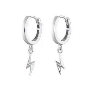 SCREAM PRETTY Lightning Bolt Charm Hoop Earrings - Silver