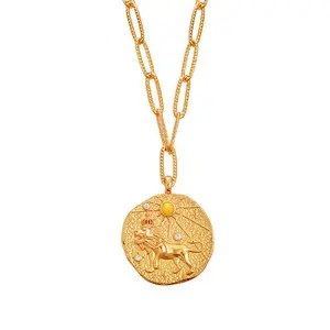 AUROZIA Constellations Leo Double-sided Coin Necklace - Gold