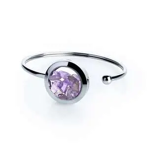 MY LITTLE NATURE Amethyst Crystal Cuff Bracelet - Silver/purple