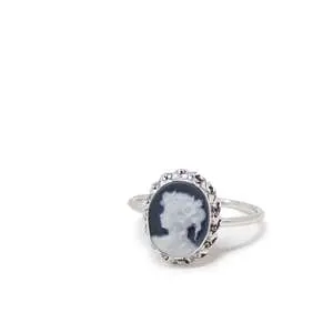 VINTOUCH ITALY Sterling Silver Mini Cameo Ring - Black/silver