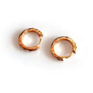 VICSTONENYC FINE JEWELRY Hammered Textured Huggie Earrings - Gold