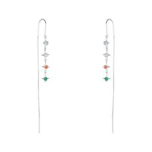 SPERO LONDON Multicolour Star Drop Sterling Chain Threader Earrings - Silver