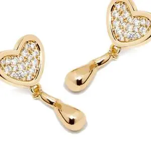 POTOSKA Heart Crystal Face Stud Earrings - Gold