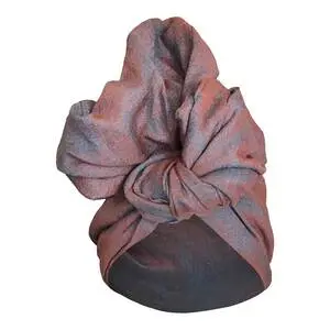 ROMER MILLINERY Twisturban In Yarn Dyed Linen - Blue