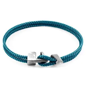 ANCHOR & CREW Ocean Brixham Silver & Rope Bracelet - Blue
