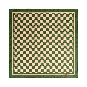 LOST PATTERN Checkerboard Silk Bandana Scarf - Green