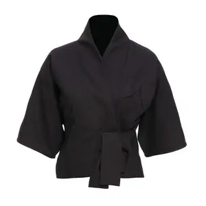 MOE Diagonal Wool Vest Jacket With Front Pocket - Blue