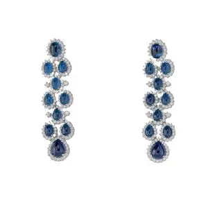 MERAKI BY RASHMI BAJAJ Elise Cubic Zirconia Chandelier Earrings - Blue