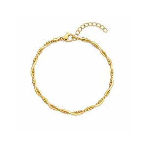 SPERO LONDON Bead Chain Twisted Sterling Silver Bracelet - Gold