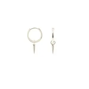 Kris Nations Spike Charm Huggie Hoop Earrings - Silver