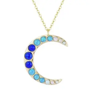 KAMARIA Gradient Bezel Opal Moon Necklace