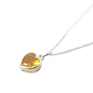 HARFI Mini Heart Citrine Pendant Necklace - Silver