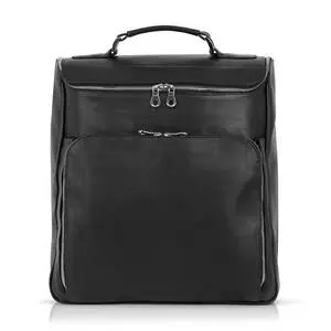 LUIS STEVEN Large Leather Laptop Backpack - Black