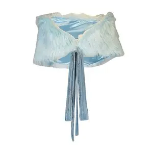 JENNAFER GRACE Ice Faux Fur Velvet Knot Stole - Blue