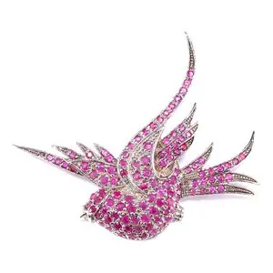 MINERALGEMS ✩ STUDIO Swallow In Flight Brooch With Rubies