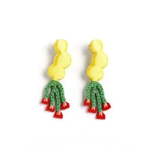 NANA WATANABE Noi Soft Cushioned Embroidered Earrings - Yellow
