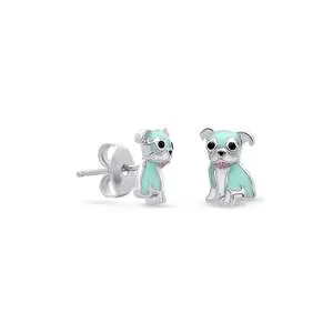 CLOUD HAVEN Bulldog Stud Earrings - Blue/silver