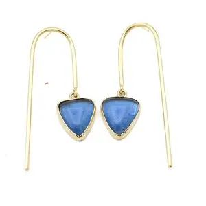 LALA SALAMA Glass Triangle Earrings - Blue