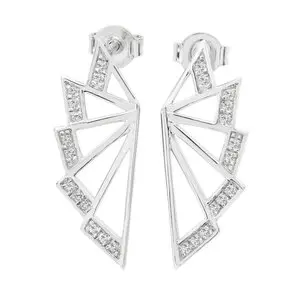 LUCY QUARTERMAINE Lucy Quartermaine Art Deco Angel Wing Stud Earrings Silver