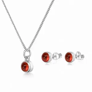 THE JEWELLERY STORE LONDON Ruby Sterling Silver Jewelry Set - Red/silver