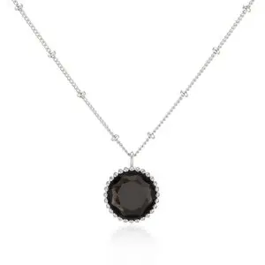 AUREE JEWELLERY Barcelona Silver November Birthstone Necklace Smokey Quartz - Brown
