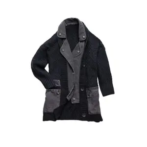 Saachi Denim Knit Cardigan - Black