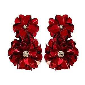 PINAR OZEVLAT Blossom Drop Earrings - Red