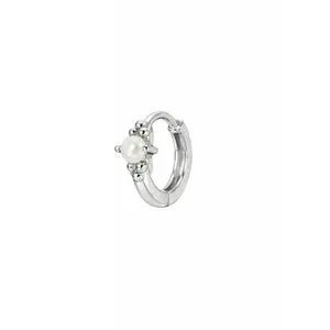 ZOHREH Sterling Pearl Beaded Huggie Hoop Earring - Silver
