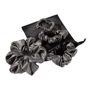 SOFT STROKES SILK Set Of Four Mulberry Silk Scrunchies - Grey