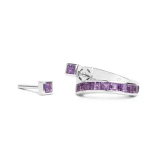 KASUN LONDON Vortex Amethyst Earrings - Gray