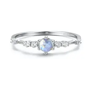 AZURA JEWELRY NEW YORK Center Of The Universe Moonstone Ring - Silver