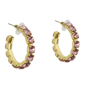 LAURA GRAY Crystal Hoop Earrings - Pink