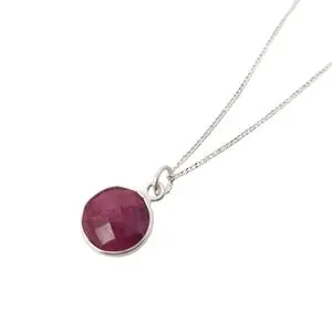 HARFI Sterling Silver Round Ruby Necklace