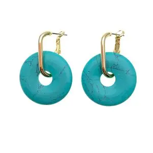 FARRA Round Turquoise Clip On Earrings