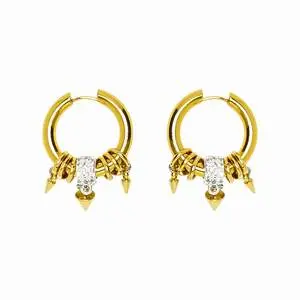 KIREI Gold-tone Hoop Earrings With Silver Spike Charms And Zirconia - Gold/silver