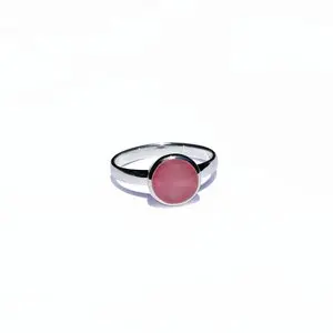 FV JEWELLERY Rose Quartz Circle Ring - Pink/silver