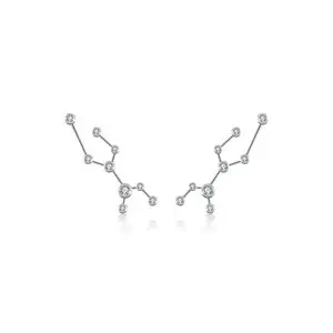 GENEVIEVE COLLECTION Virgo Zodiac Constellation 18k Gold & Diamond Earring - White