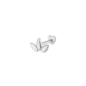 VANCHI 14k White Gold Lotus Flat Back Stud Earring - Silver