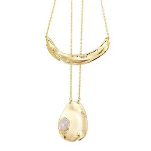 RARE MATTERS JEWELRY Gemstone Duo Pendant Necklace - White