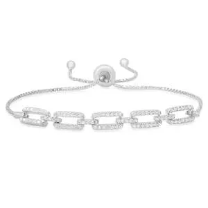 KYLIE HARPER Diamond Cz Paperclip Link Bracelet - Silver
