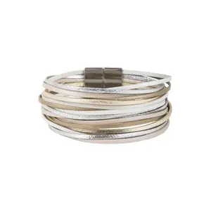 Saachi Jolie Metallic Leather Bracelet - White