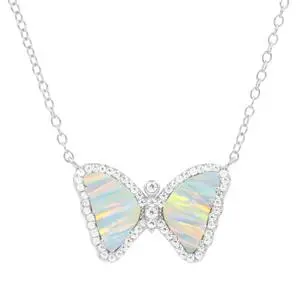 KAMARIA Silver Mini Opal Butterfly Necklace - Silver/white