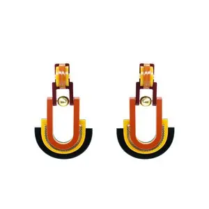 GISSA BICALHO Handmade Acrylic Dangle Earrings - Black