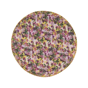 SOPHIE WILLIAMSON DESIGN Set Of Six Round Placemats In Romantic Cherry Blossom Flower Print On Yellow - Pink